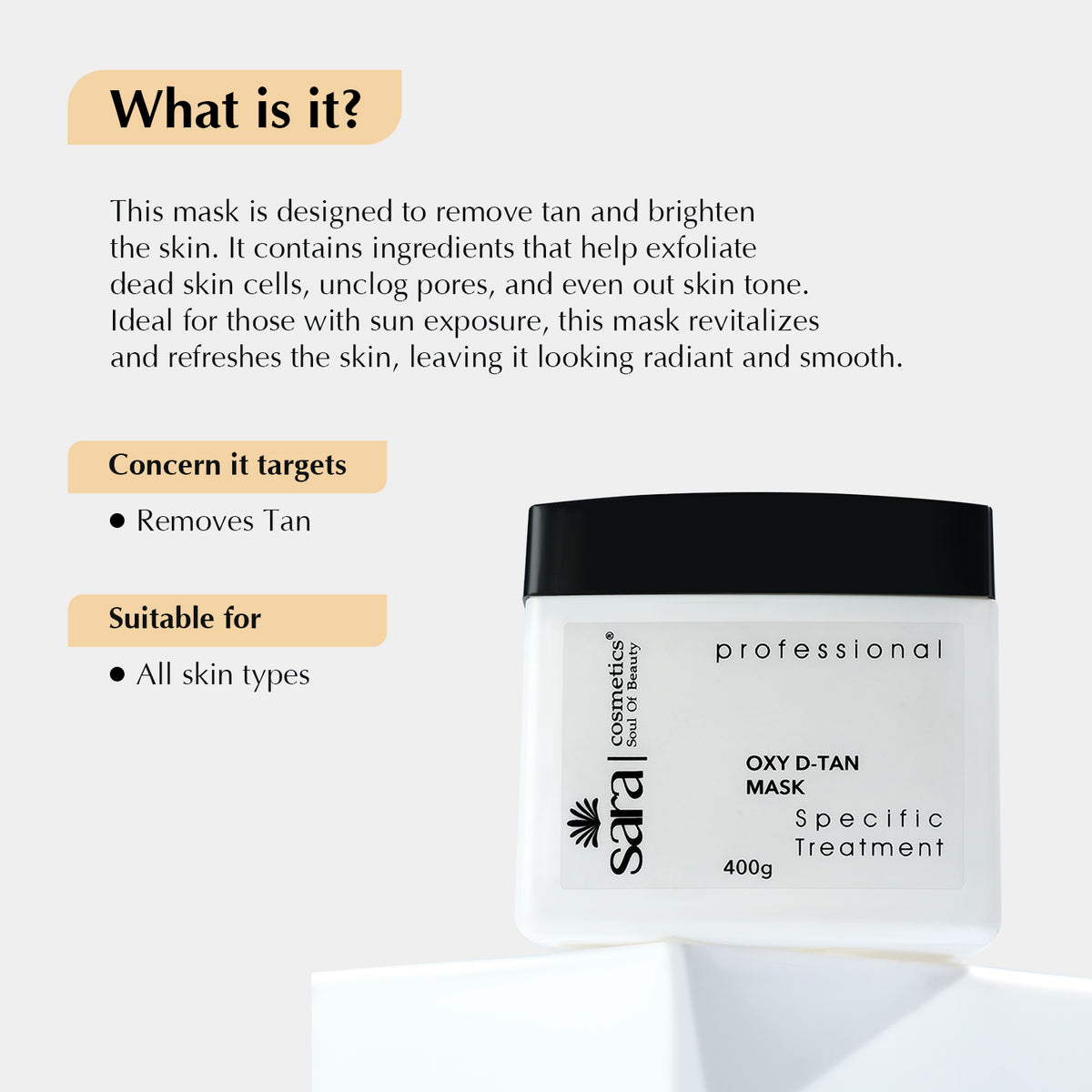 Sara Oxy D-tan Mask Tan Removal Mask for All Skin Type Men & Women ...