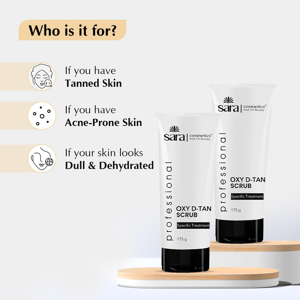 Sara Oxy D-Tan Scrub Tan-Free Skin & Acne Removal Skin Face Scrub For ...