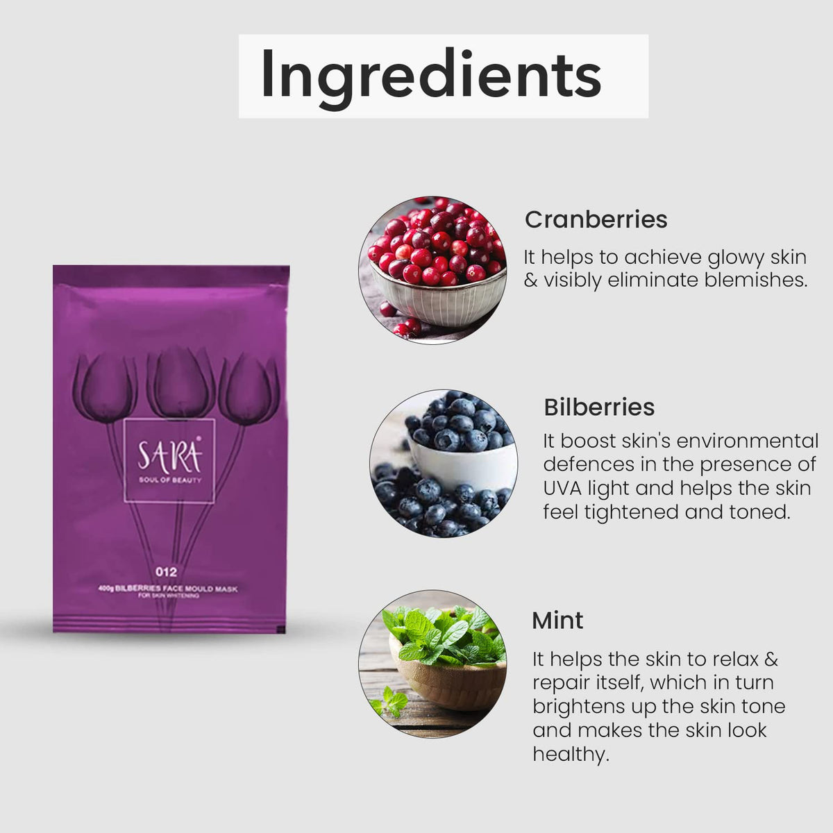 Sara Billberries Face Mould Mask For whitening & radiant skin For Women ...