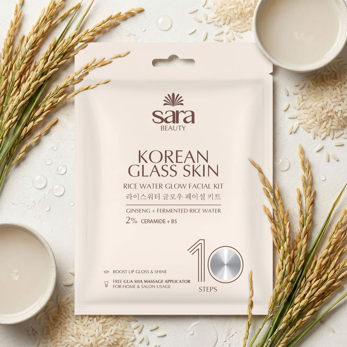 SARA Korean facial kit for glass glow skin with rice & ceramides- 10 s ...