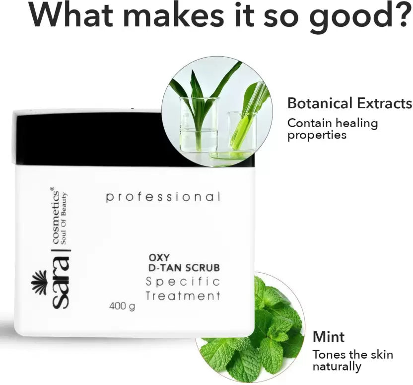 Sara Oxy D-Tan Mask & Scrub Pack For Instant De-Tan Removal & Acne Pro ...